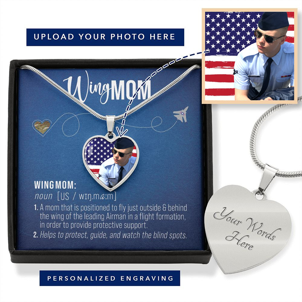 Military WingMom Definition Personalized Photo Heart Necklace Gift wit ...
